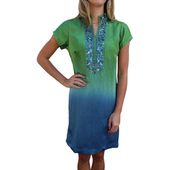 bella tu | Dresses | New Bella Tu Ombre Cap Sleeve Dress In Greenblue ...